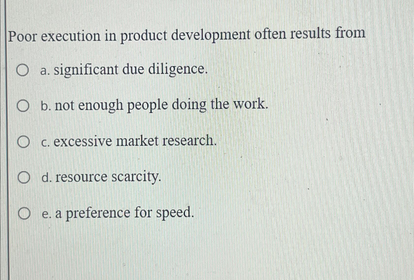 Solved Poor execution in product development often results | Chegg.com