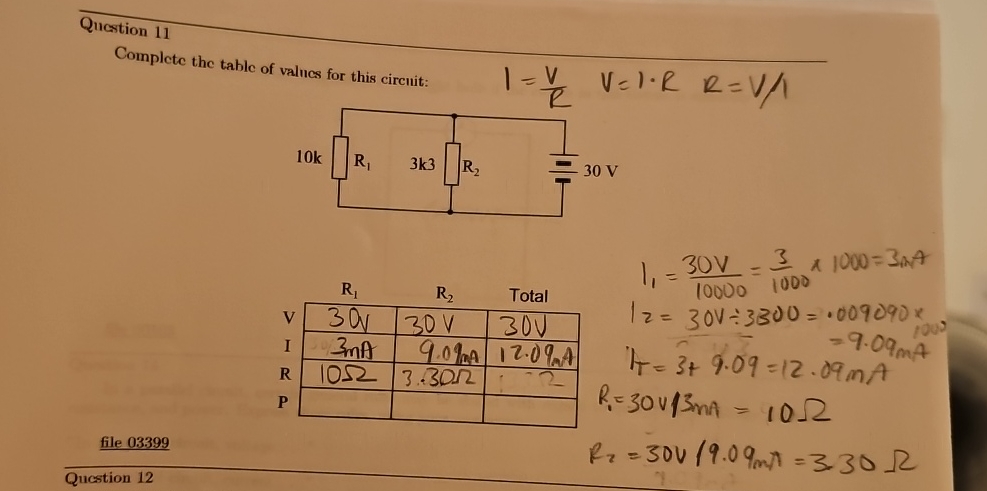 Solved Question 11Complete the table of values for this | Chegg.com
