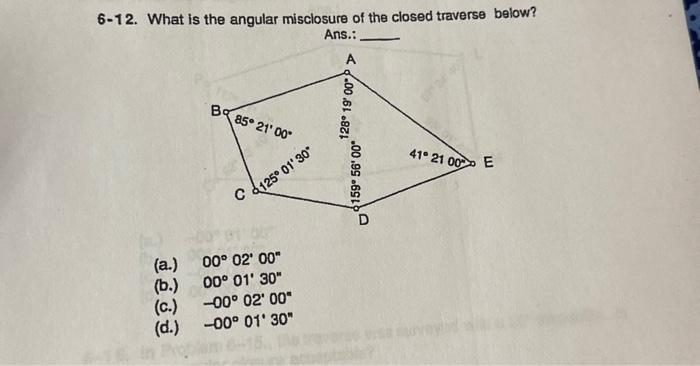 Solved 6-12. What is the angular misclosure of the closed | Chegg.com