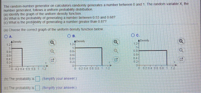 Solved The random-number generator on calculators randomly | Chegg.com