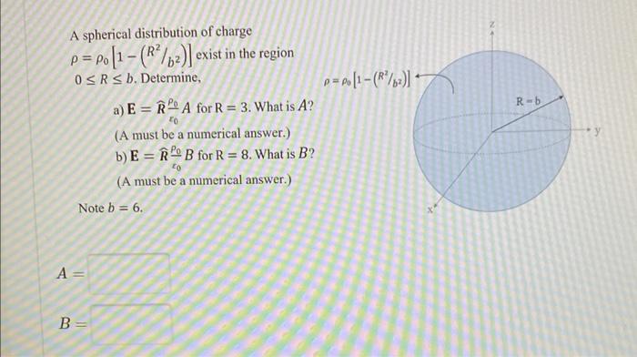 Solved ρ=ρ0[1−(R2/b2)] exist in the region 0≤R≤b. Determine, | Chegg.com