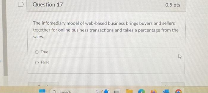 Solved Question 17 The infomediary model of web-based | Chegg.com