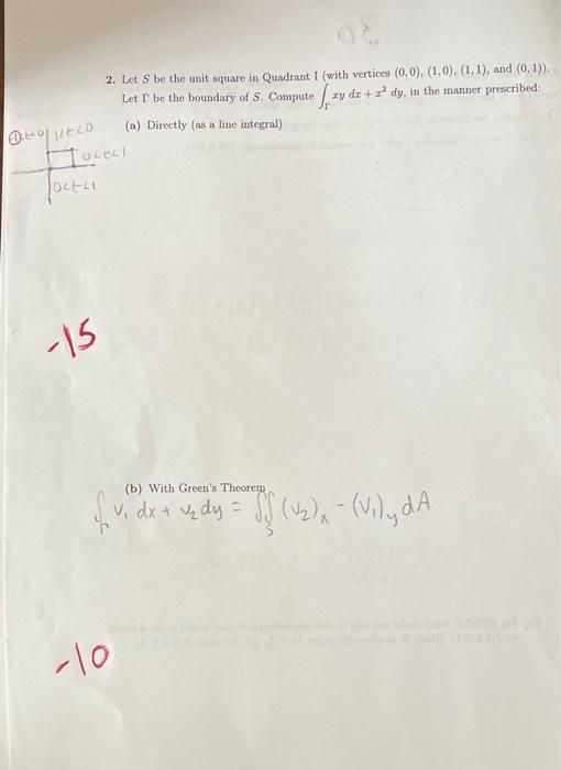 Solved 2. Let S be the unit square in Quadrant I (with | Chegg.com