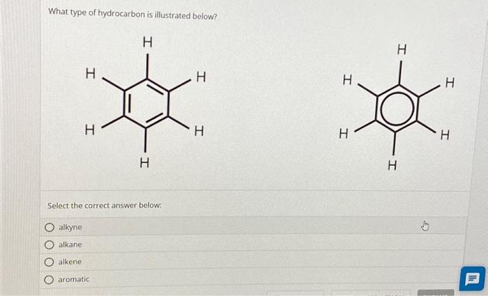 Solved What type of hydrocarbon is illustrated below? H | Chegg.com