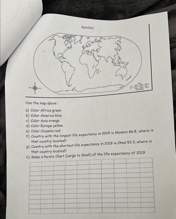 Solved Use the map above a) Color Africa green b) Color | Chegg.com