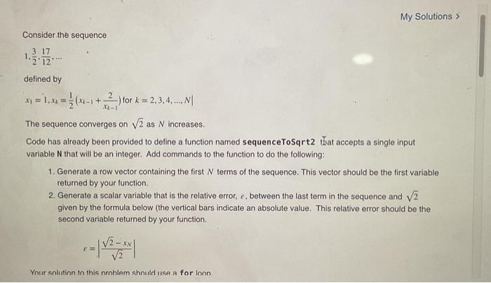 Solved MATLAB Sequence Problem:please help me figure out | Chegg.com