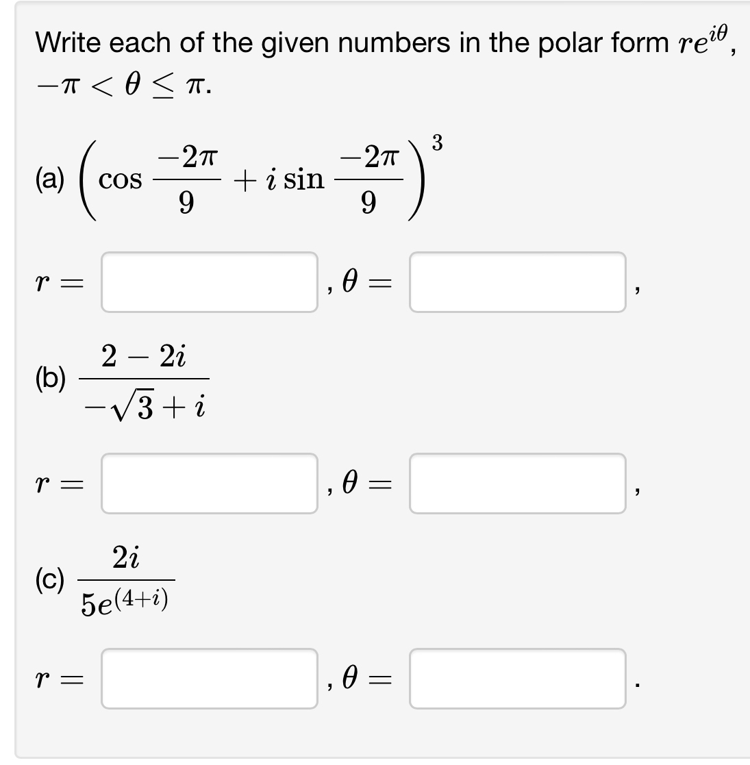 Solved Write each of the given numbers in the polar form | Chegg.com