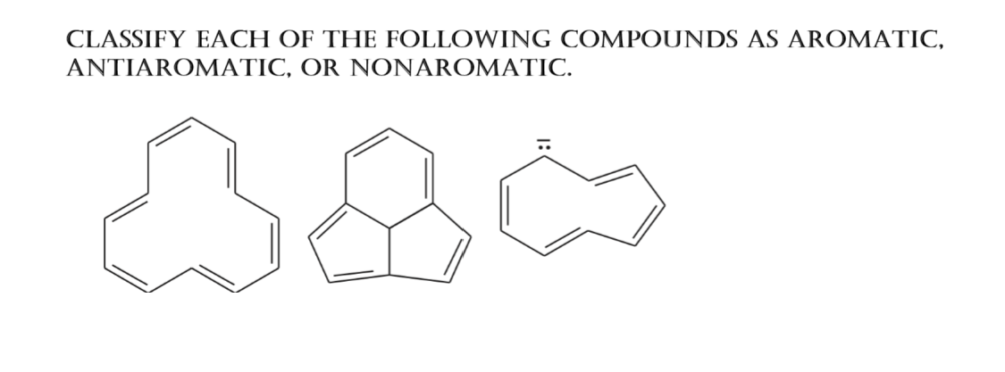 Solved CLASSIFY EACH OF THE FOLLOWING COMPOUNDS AS AROMATIC, | Chegg.com