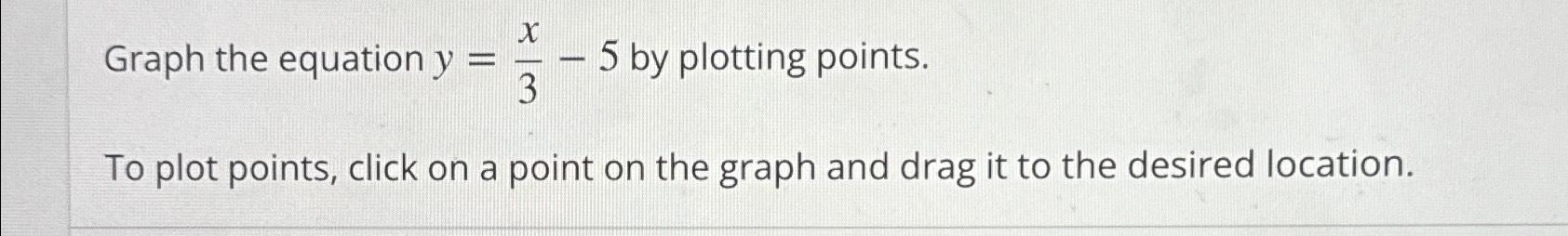 Solved Graph the equation y=x3-5 ﻿by plotting points.To plot | Chegg.com