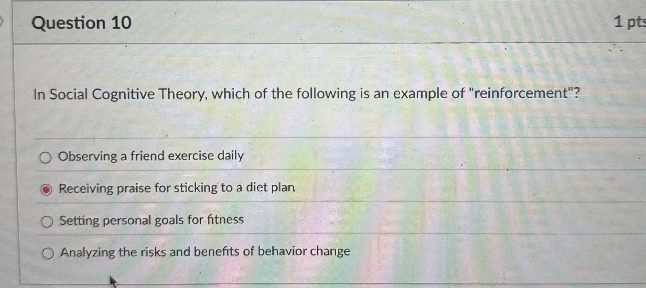 Solved Question 10In Social Cognitive Theory, which of the | Chegg.com