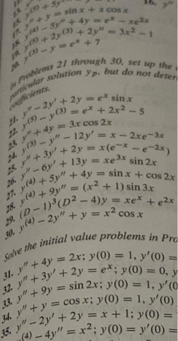 Solved Mems 21 through 30 . set up the lar solution yp, but | Chegg.com