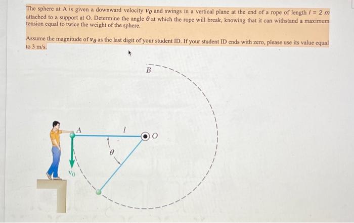 Solved The sphere at A is given a downward velocity v0 and | Chegg.com