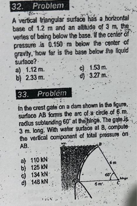 Solved A vertical triangular surface has a horizontal base | Chegg.com