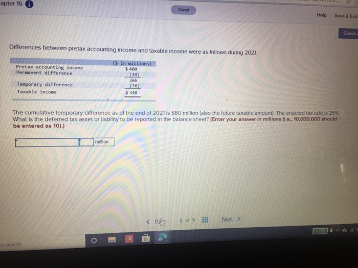 Solved apter 16 Saved Help Save & Exit Check Differences | Chegg.com Solved apter 16 Saved Help Save & Exit Check Differences | Chegg.com