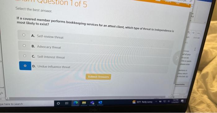 Solved If a covered member performs bookkeeping services for | Chegg.com