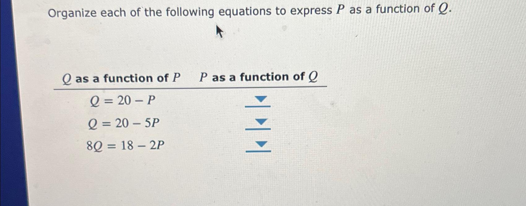 Solved Organize each of the following equations to express P | Chegg.com
