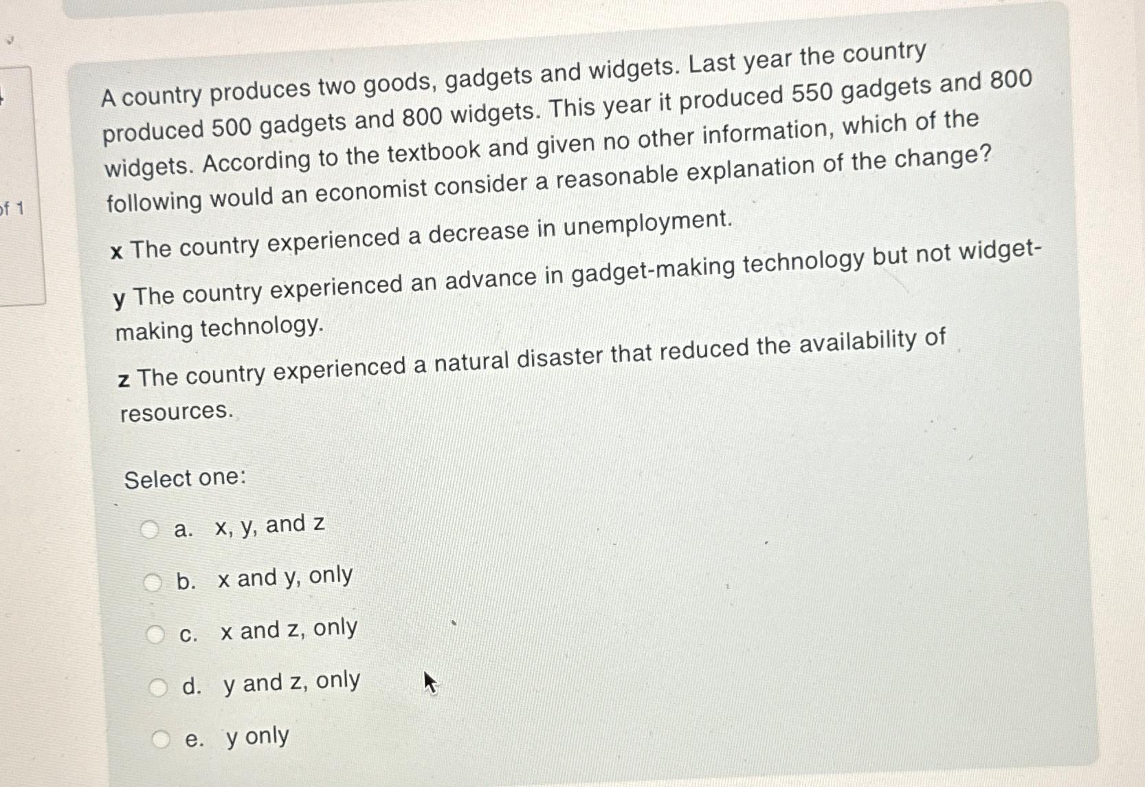 Solved A country produces two goods, gadgets and widgets. | Chegg.com