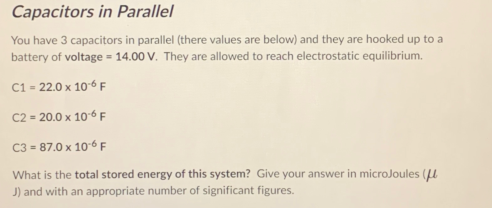 Solved Capacitors in Parallel\\nYou have 3 capacitors in | Chegg.com