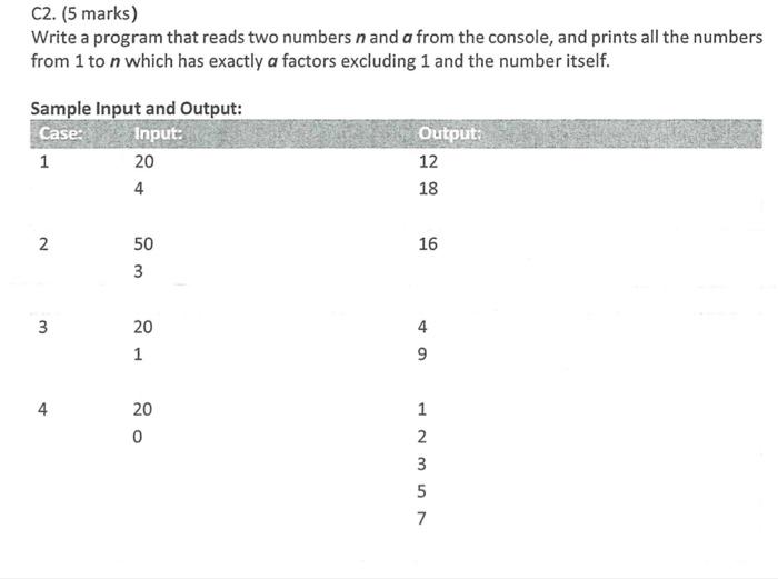 Solved C2. (5 marks) Write a program that reads two numbers | Chegg.com