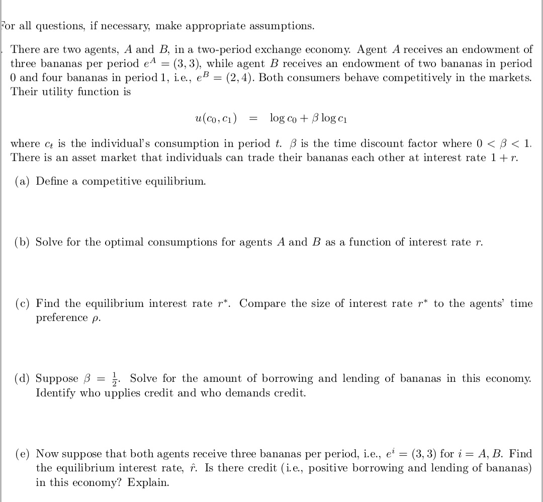 Solved For all questions, if necessary, make appropriate | Chegg.com