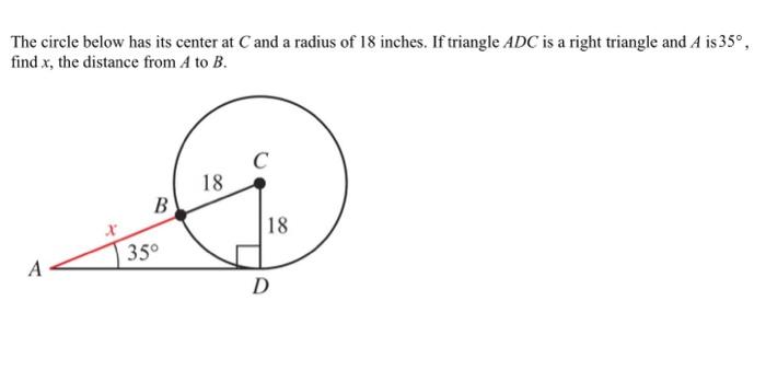 Solved The circle below has its center at C and a radius of | Chegg.com