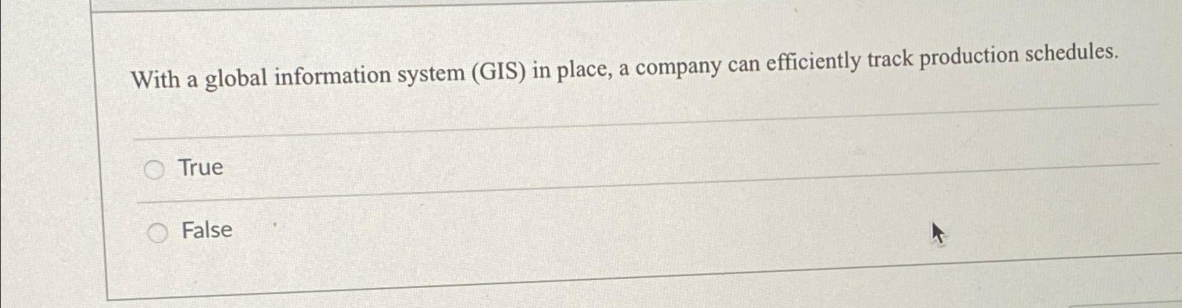 Solved With a global information system (GIS) ﻿in place, a | Chegg.com