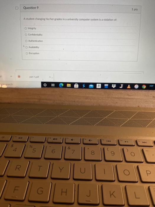 Solved U Question 5 1 pts An attacker steals sensitive | Chegg.com