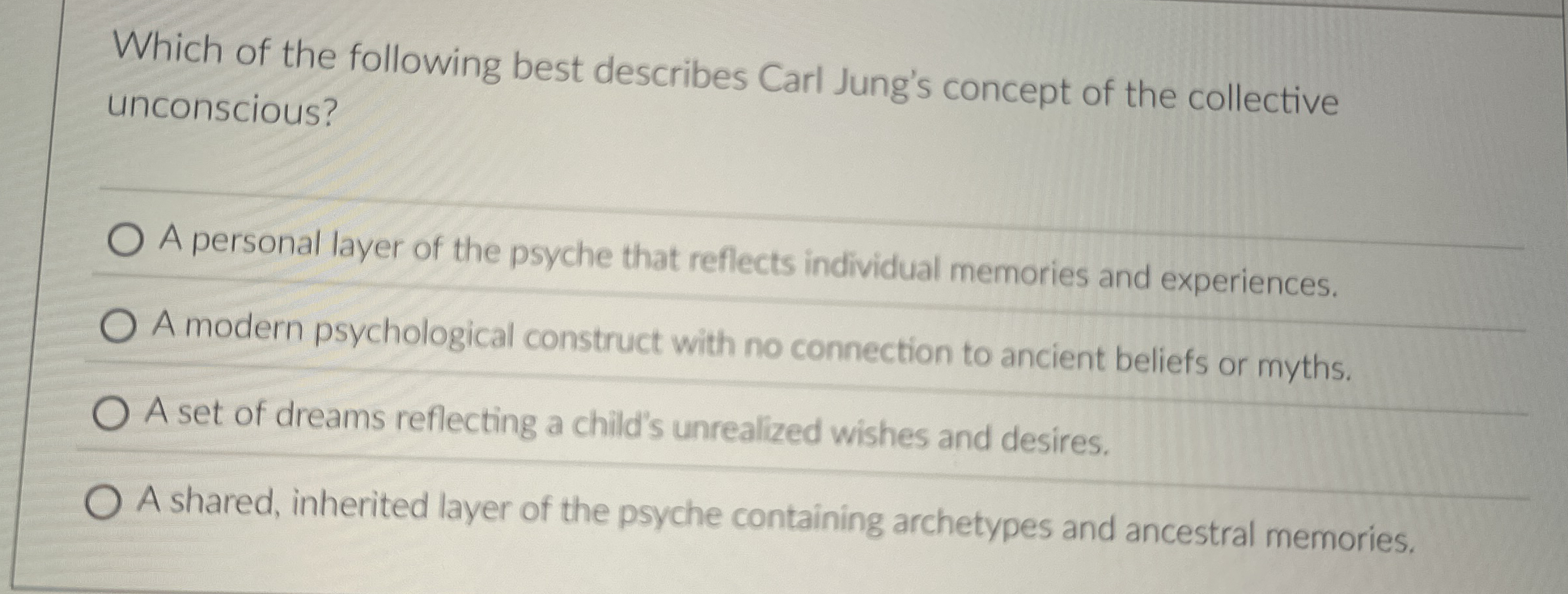 Solved Which of the following best describes Carl Jung's | Chegg.com