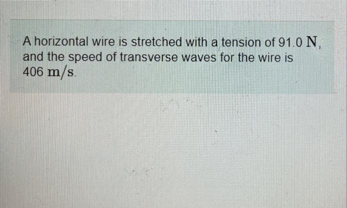 Solved A horizontal wire is stretched with a tension of 91.0 | Chegg.com