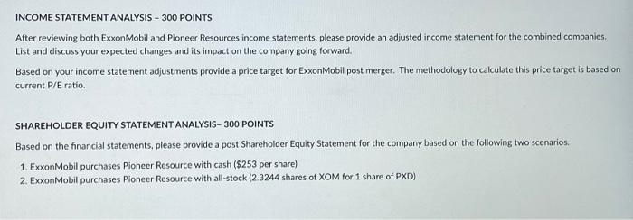 Solved INCOME STATEMENT ANALYSIS 300 POINTS After reviewing | Chegg.com