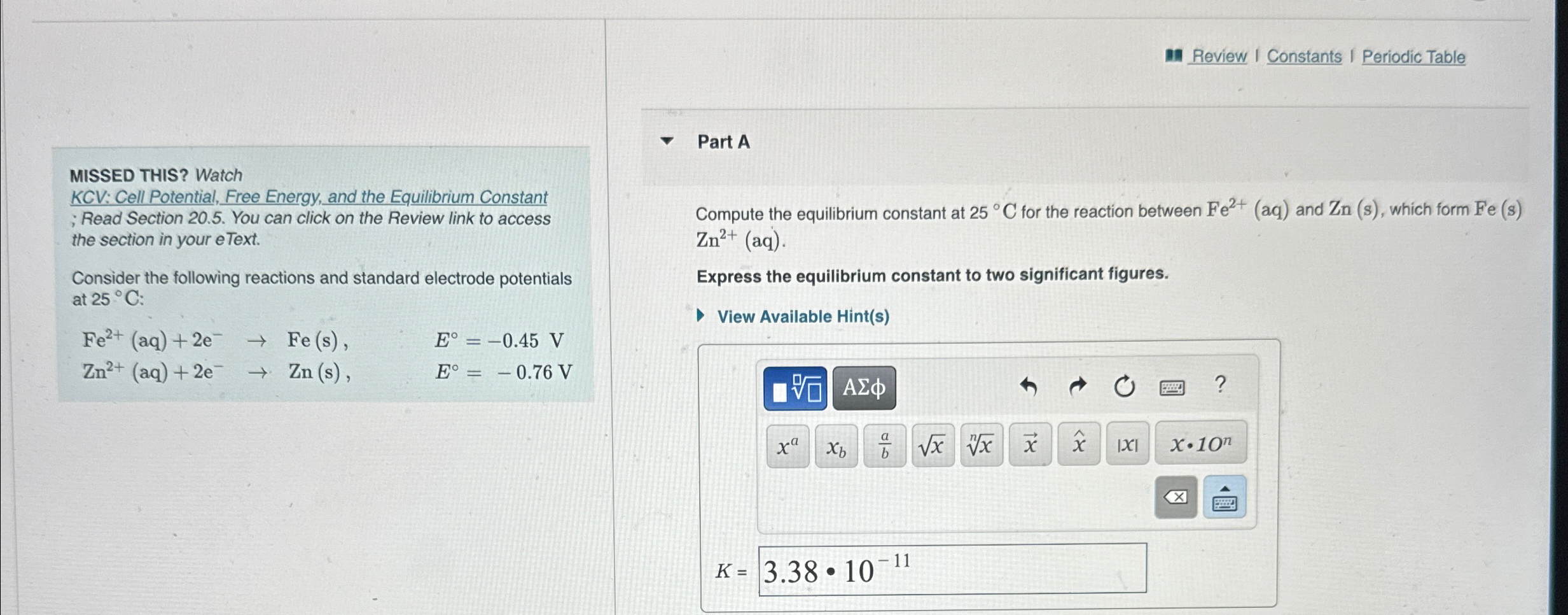Solved Review I Constants I Periodic TableMISSED THIS? | Chegg.com