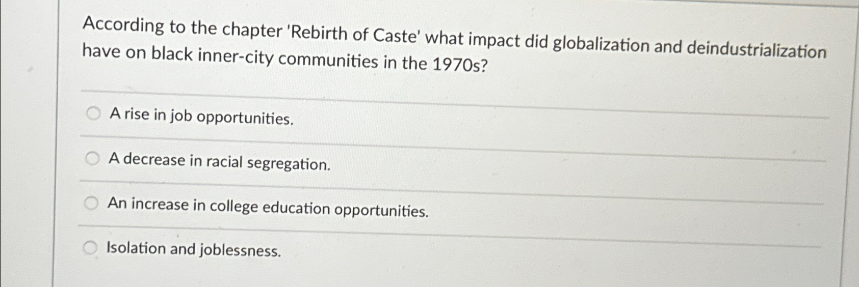 Solved According to the chapter 'Rebirth of Caste' what | Chegg.com