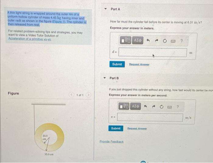 Solved A thin light string is wrapped around the outer rim | Chegg.com