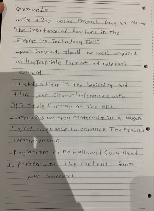Solved Question le write a 200 words research Paragraph | Chegg.com