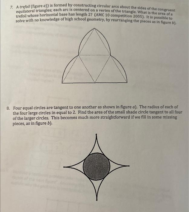 Solved 7. A trefoil (figure a)) is formed by constructing | Chegg.com