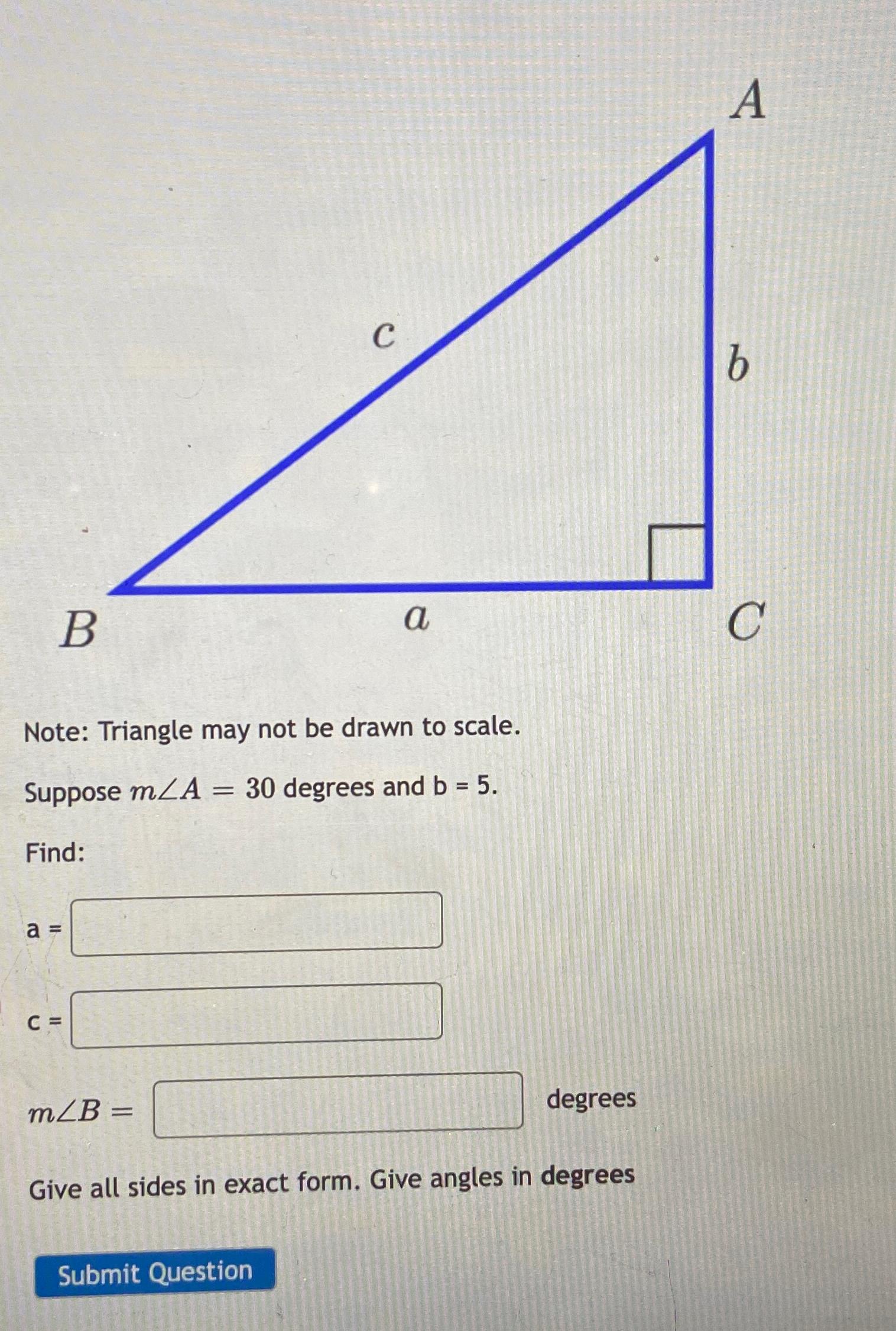Solved Note: Triangle may not be drawn to scale.Suppose | Chegg.com