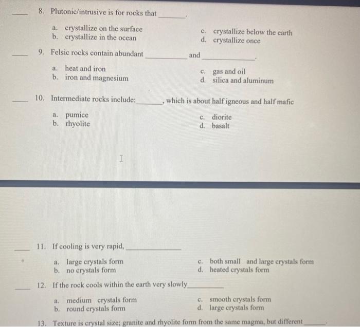 Solved Earth Revealed: Unit 14, Intrusive Igneous Rocks | Chegg.com