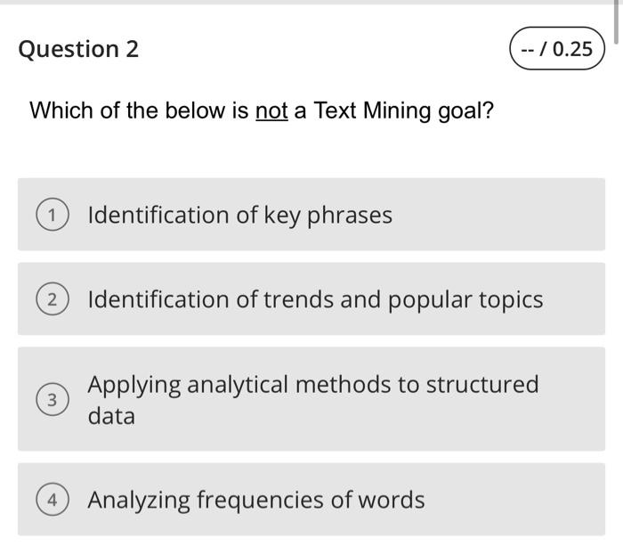 Solved Which of the below is not an example of textual data? | Chegg.com