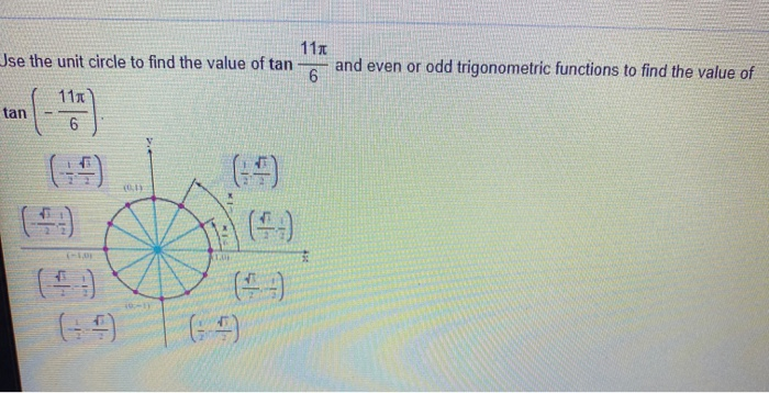 Solved Jse the unit circle to find the value of tan and even | Chegg.com