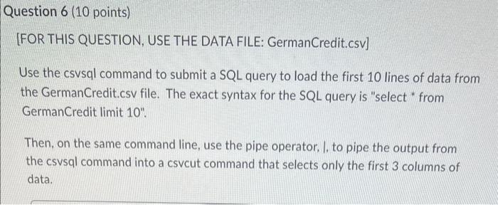 Solved [FOR THIS QUESTION, USE THE DATA FILE: | Chegg.com