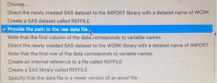 Solved When using the menu driven method ("New Import Data") | Chegg.com