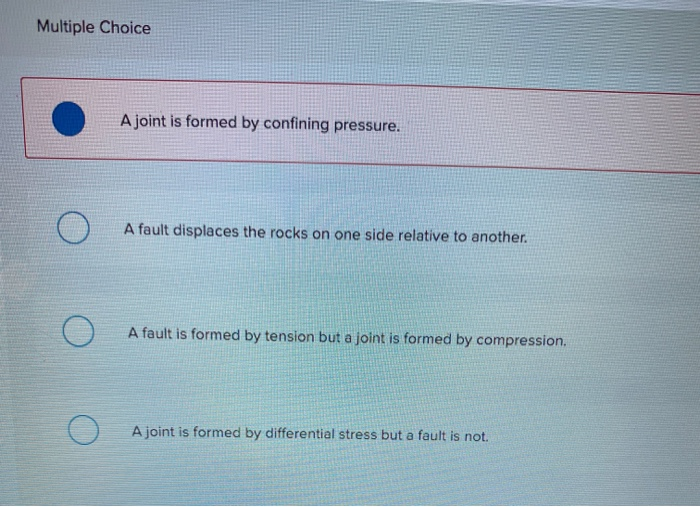 Solved What is the difference between a joint and a fault? | Chegg.com