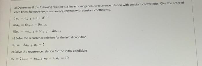 Solved A Determine If The Following Relation Is A Linear