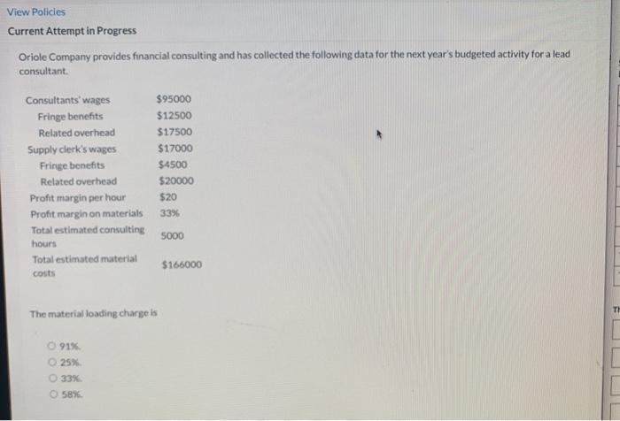Solved View Policies Current Attempt in Progress Oriole | Chegg.com