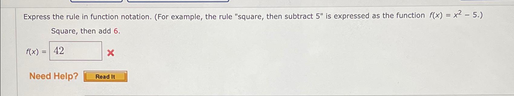 Solved Express the rule in function notation. (For example, | Chegg.com