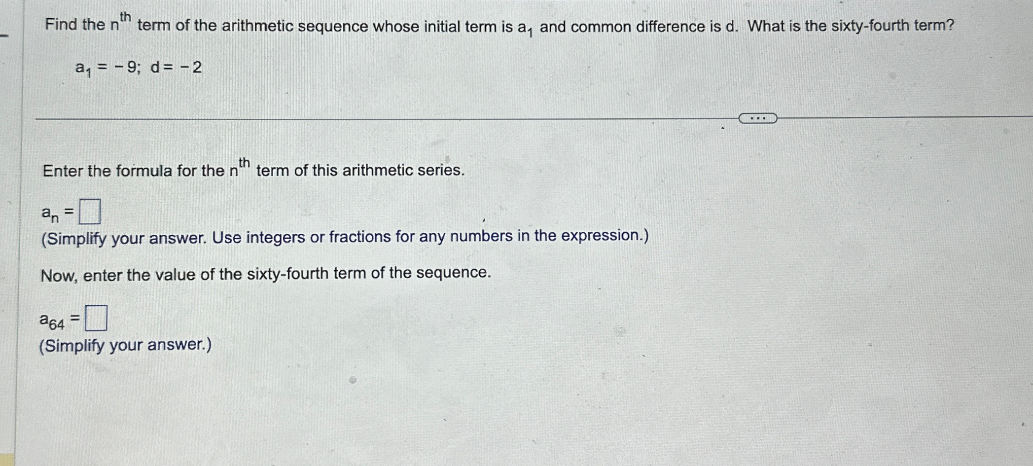 Solved Find the nth ﻿term of the arithmetic sequence whose | Chegg.com
