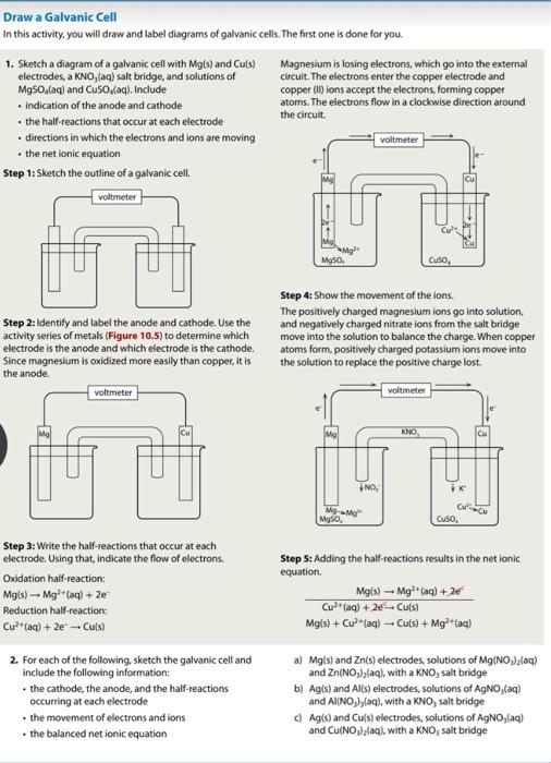 [Solved]: Draw a Galvanic Cell In this activity, you will d