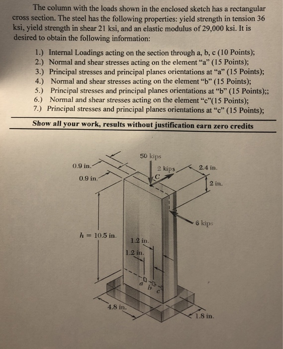 Solved The column with the loads shown in the enclosed | Chegg.com