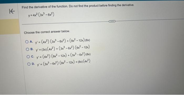 Solved Find the derivative of the function. Do not find the | Chegg.com