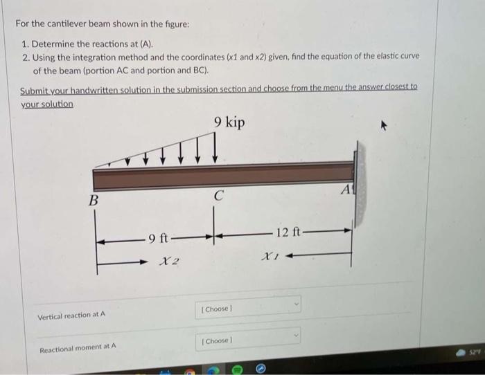 Solved For the cantilever beam shown in the figure: 1. | Chegg.com